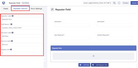Repeater Fields User Registration