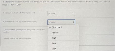 Solved The Following Unknown Nucleic Acid Molecules Present Chegg