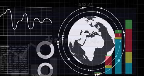 Image Of Graphs Binary Codes And Globe In Circles Over Black