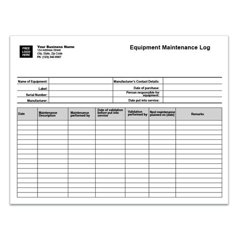 Blank Aircraft Maintenance Log Printable