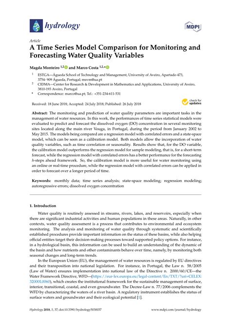 Pdf A Time Series Model Comparison For Monitoring And Forecasting Water Quality Variables