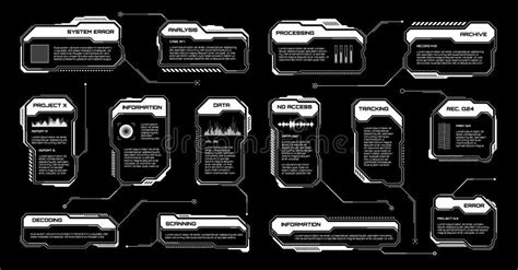 White Futuristic Hud Ui Elements Sci Fi User Interface Text Boxes