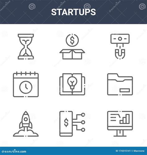 9 Startups Icons Pack Trendy Startups Icons On White Background Stock Vector Illustration Of