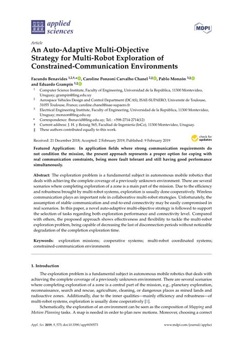 Pdf An Auto Adaptive Multi Objective Strategy For Multi Robot Exploration Of Constrained