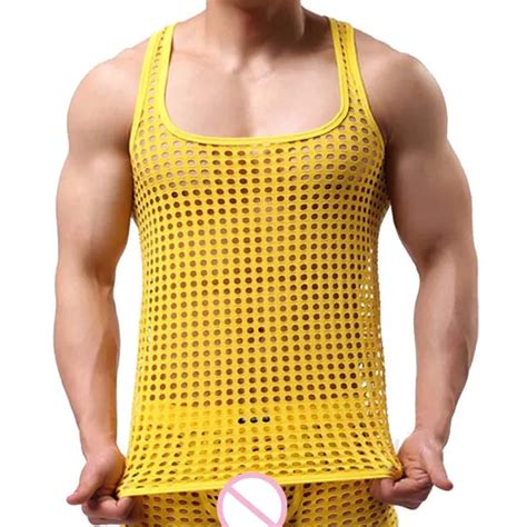 Fishnet Men Sexy Transparent Bodybuilding Stringer Tank Tops Fashion Brand 2018 Mens Mesh Tank