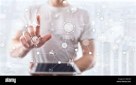 Business Process Structure Industrial Workflow Diagram Automation Innovation Concept On Virtual