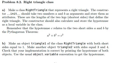 Solved Problem Right Triangle Class A Make A Class Chegg