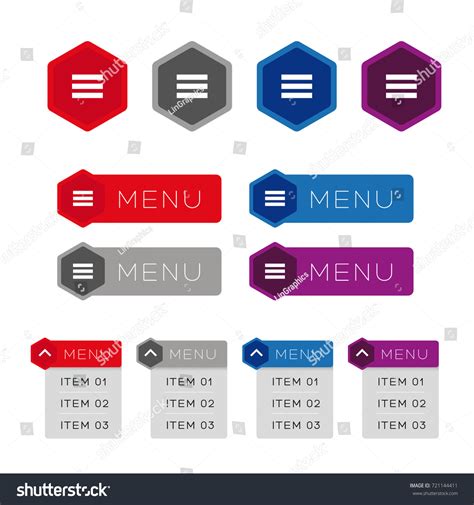 Mobile Ui Dropdown Menu Icon Set Stock Vector Royalty Free 721144411