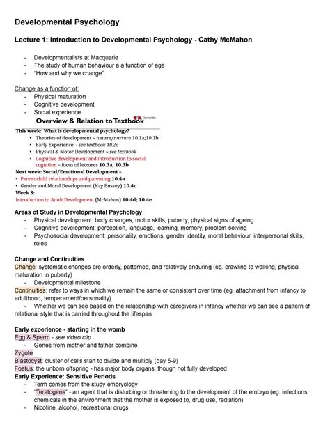 development lectures 1 12 developmental psychology lecture 1 introduction to developmental