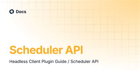 Scheduler Api Docs