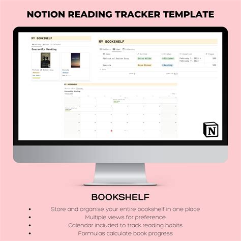 Notion Reading Tracker Notion Template Digital Reading Journal Bookshelf Book Journal
