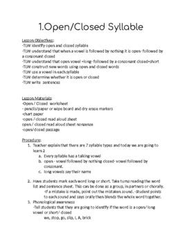 Introduction To Open And Closed Syllables By Allison Zakrzewski TpT