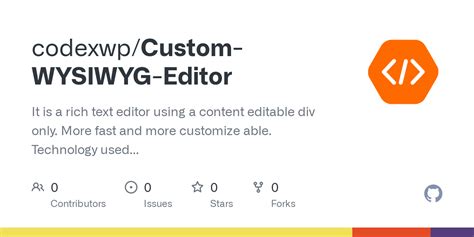github codexwp custom wysiwyg editor it is a rich text editor using