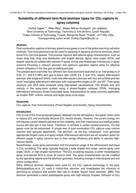 Pdf Suitability Of Different Twin Fluid Atomizer Types For Co2 Capture In Spray Columns