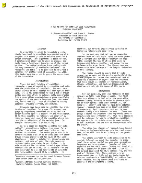 Pdf A New Method For Compiler Code Generation