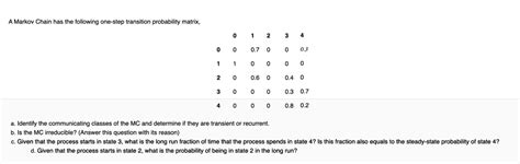 video solution markov chain has the following one step transition