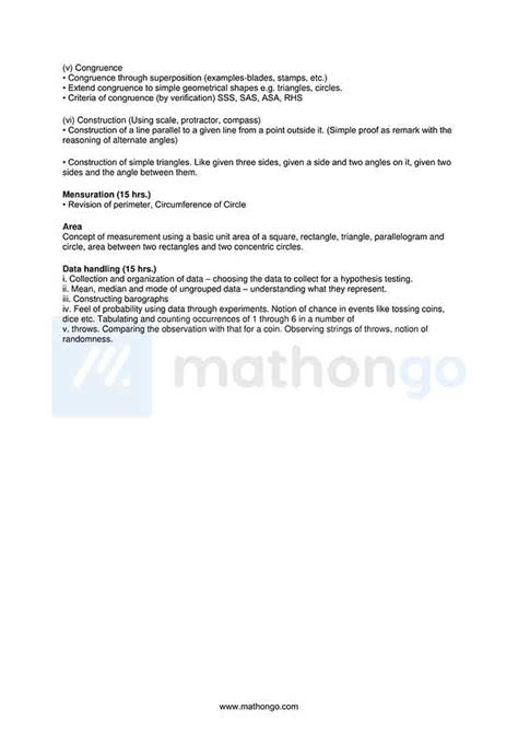 Cbse Syllabus For Class 7 Maths Mathongo