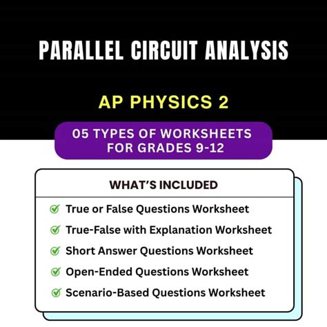 Parallel Circuit Analysis Worksheet Pack Grade 678 Tpt