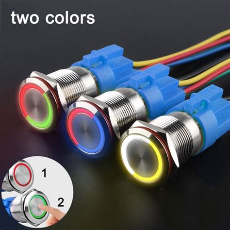 Metal Push Button Switch Two Color Led Waterproof Momentary R
