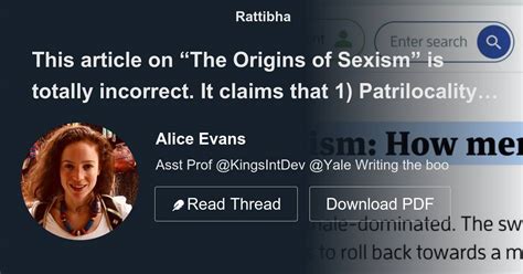 This Article On “the Origins Of Sexism” Is Totally Incorrect It Claims