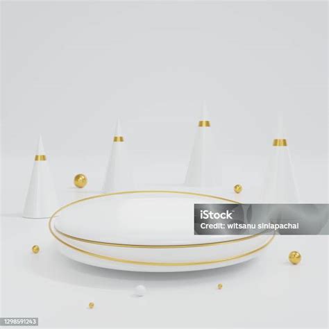3d 렌더링 제품 디스플레이 스탠드 화이트 와 골드 볼 요소 와 형상 0명에 대한 스톡 사진 및 기타 이미지 0명 3차원 형태 가리기 Istock