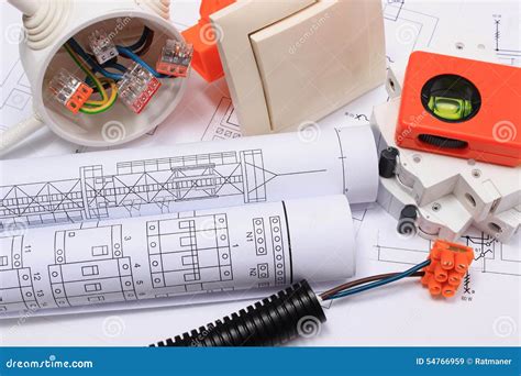 Electrical Components Accessories For Engineering Jobs And Diagrams Stock Image Image Of Tube