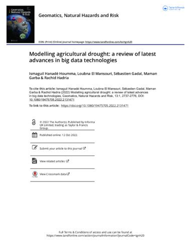 Modelling Agricultural Drought A Review Of Latest Advances In Big Data