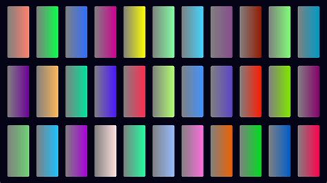 Colorful Gray Color Shade Linear Gradient Palette Swatches Web Kit Rounded Rectangles Template