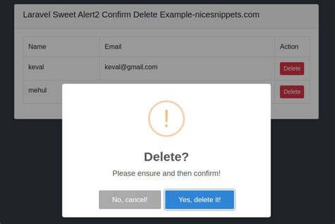 Laravel Sweet Alert2 Confirm Delete Example Example Lets Create