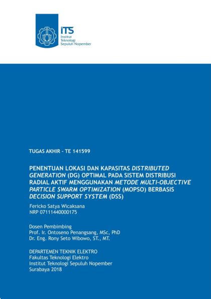 Pdf Penentuan Lokasi Dan Kapasitas Distributed Generation Dg