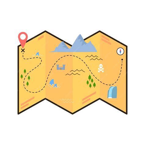 Premium Vector Cute Cartoon Map Illustration 2d Or Flat Design Style With Ornament On The Map