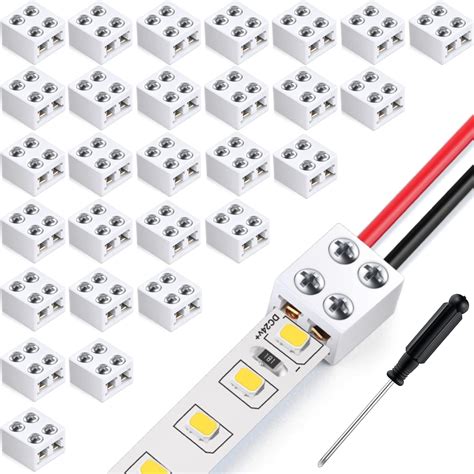 Buy 100 Pack Solderless Led Tape Light Connector 2 Pin Screw Down Terminal Blocks Connector Led