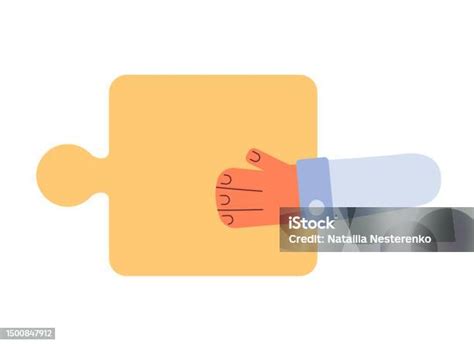 불완전한 직소 퍼즐 조각은 세미 플랫 다채로운 벡터 손을 들고 있습니다 2차 도형에 대한 스톡 벡터 아트 및 기타 이미지 2