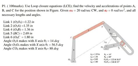 Solved P Marks Use Loop Closure Equations LCE Chegg