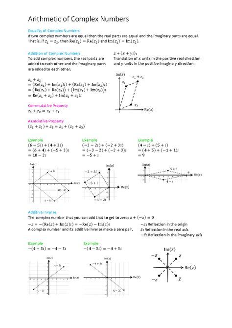 Arithmetic Of Complex Numbers Equality Of Complex Numbers If Two