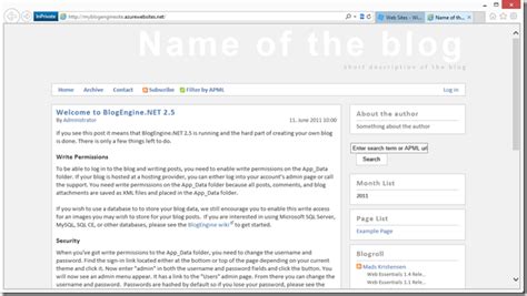 blogengine and windows azure web sites blog