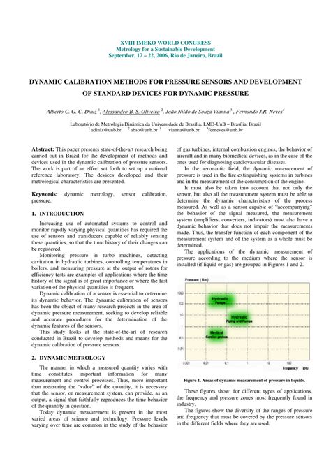 PDF Dynamic Calibration Methods For Pressure Sensors And Development Of Standard Devices For