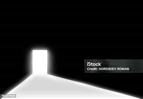 그것을 통과 하는 빛으로 어두운 방에 문을 엽니다 빛 투명 한 배경에 차이 통해 입력 문에 대한 스톡 벡터 아트 및 기타 이미지 문 가까운 가정 생활 Istock