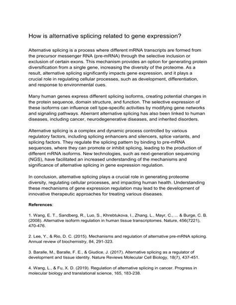 Alternative Splicing And Gene Expression A Deep Dive