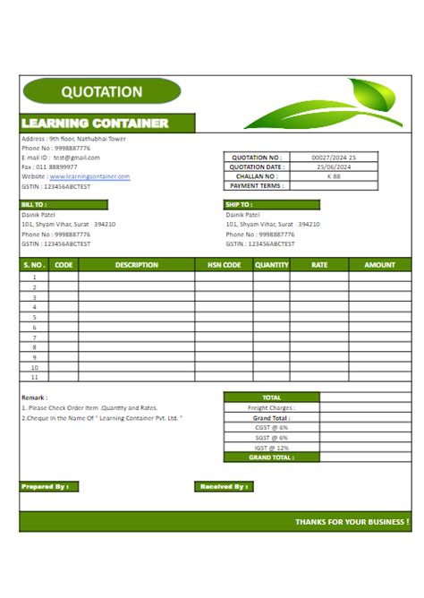 50 Professional Quotation Template In Excel Free Download