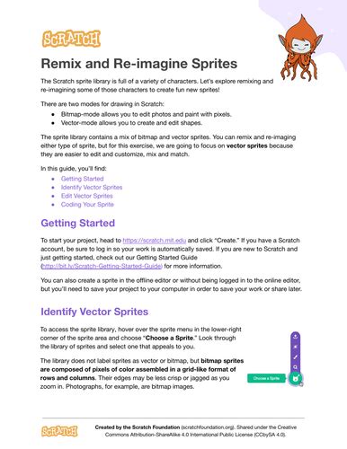 scratch remix and re imagine sprites teaching resources
