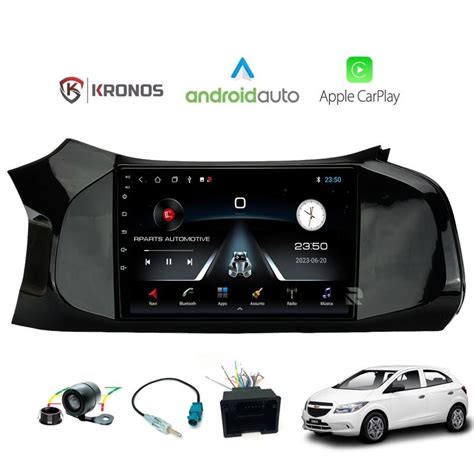 Kit Central Multimidia Kronos 9 Polegadas Android Chevrolet Onix 2012 A 2019 Black Piano
