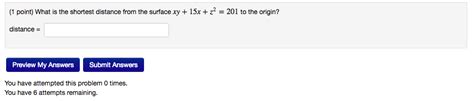 Solved Point What Is The Shortest Distance From The Chegg