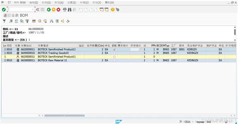 1 Sap前台操作手册 Pp模块 Bom主数据创建、修改 删除 、显示 Cs01 Cs02 Cs03单个 Cs11逐层 Cs12多级 Cs13向下 Cs14对比 Cs15向上 Stko