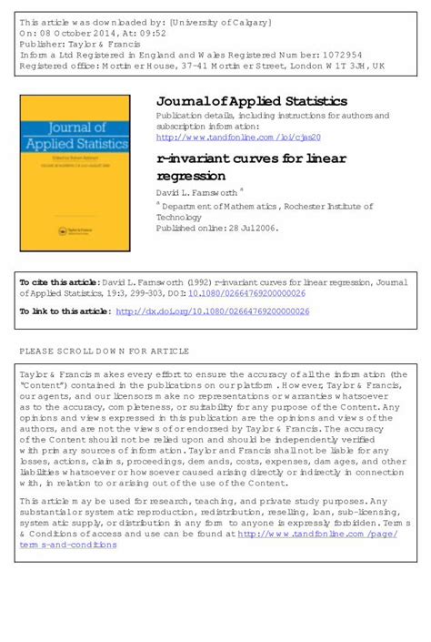 Pdf R Invariant Curves For Linear Regression Dokumentips