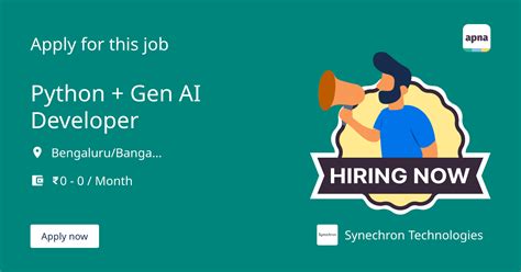 Python Gen Ai Developer Job At Synechron Technologies In Bengaluru