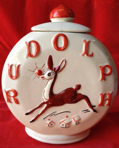 Vintage American Bisque Rudolph Red Nose Reindeer Cookie Jar