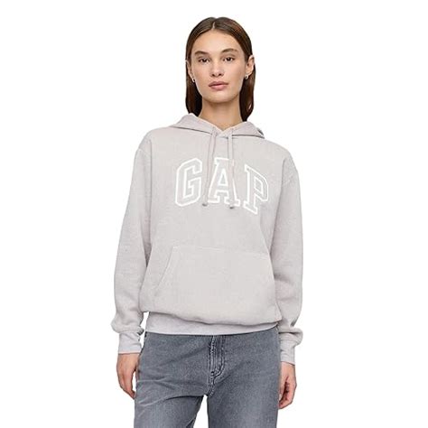 Womens Logo Hoodie Hooded Full Zip Sweatshirt Fog L