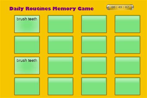 Primary Daily Routines Memory Game