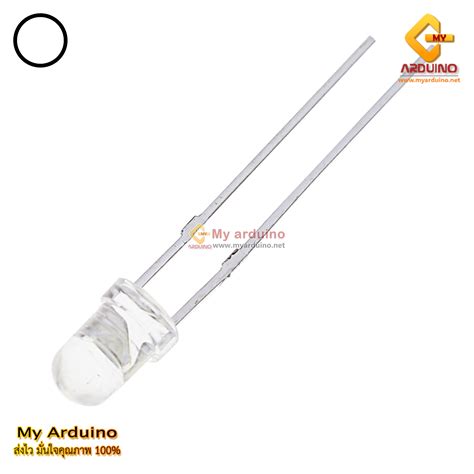 หลอดไฟ Led 3mm หลอดใส สีขาว จำนวน 5 ดวง ขาย Arduino อุปกรณ์ Arduino คุณภาพดี ราคาถูก ส่งไว ส่งฟรี